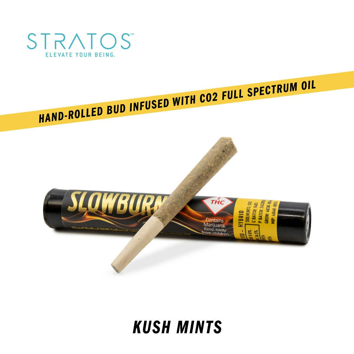 Slow Burn Full-Spectrum-Oil Infused Pre Roll - Kush Mints - Stratos