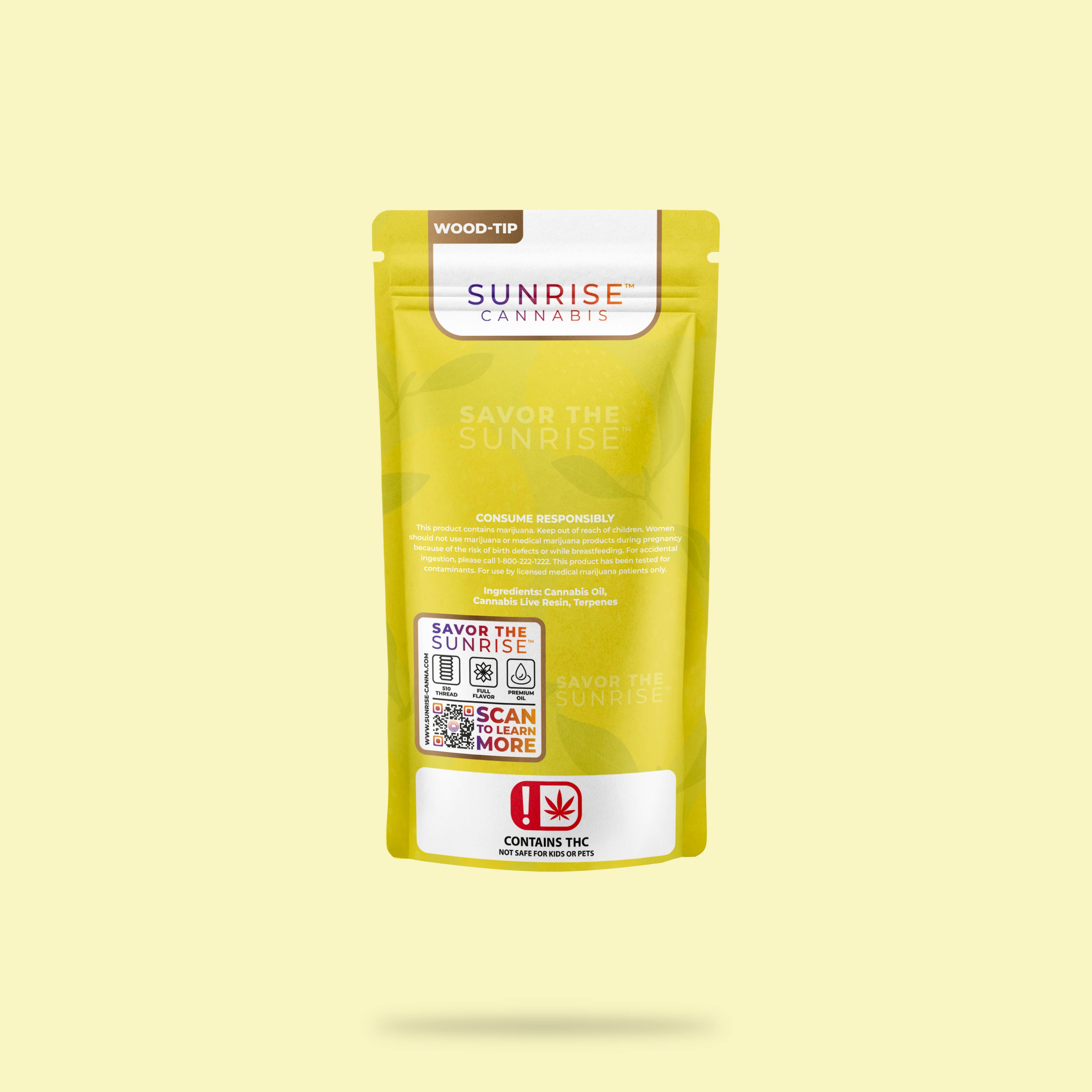 Lemonhead OG - 1g Live Resin Wood-Tip Vape Cartridge - Sunrise