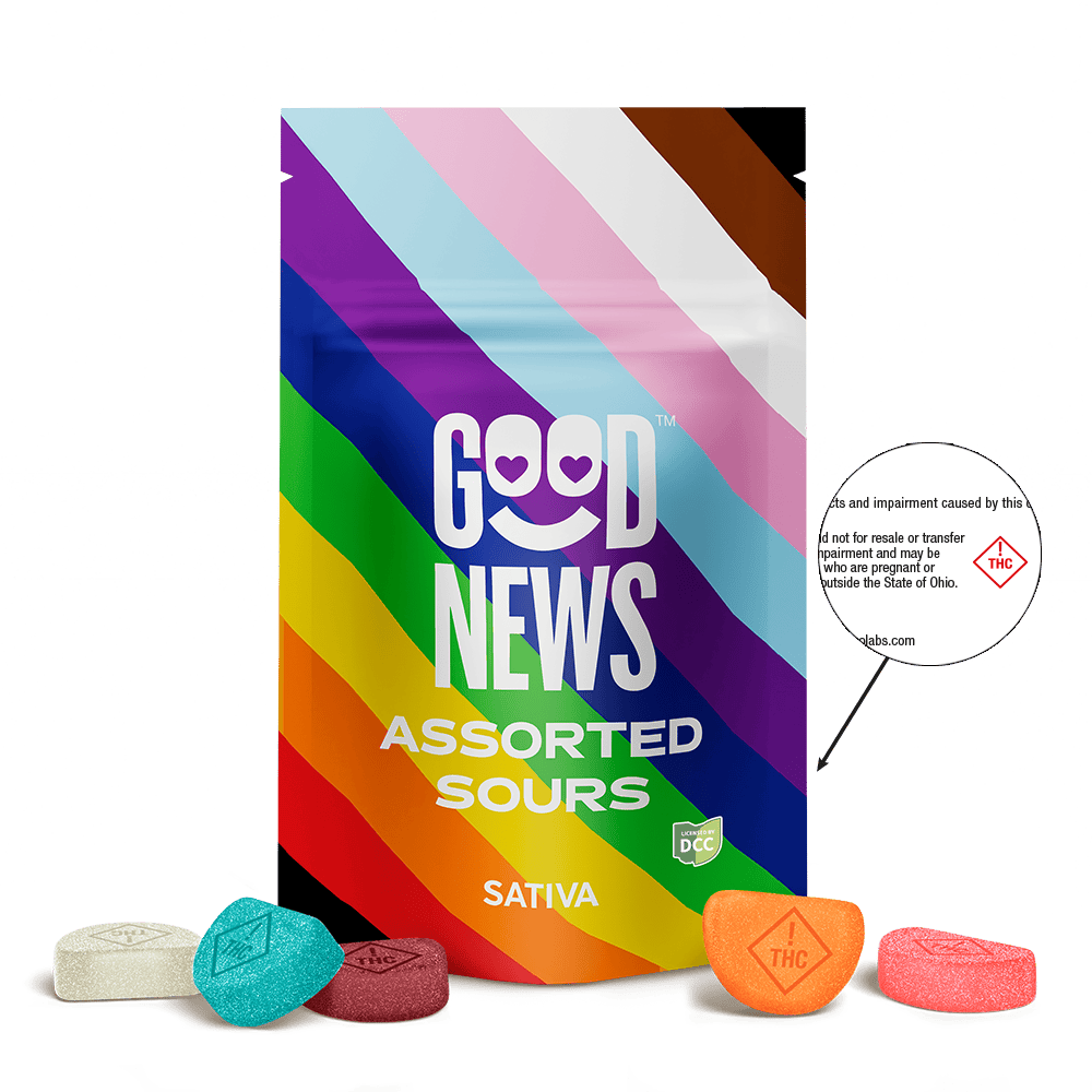 Pride Assorted Sour Gummies | 100mg | 10ct | 10mg/ea - Good News