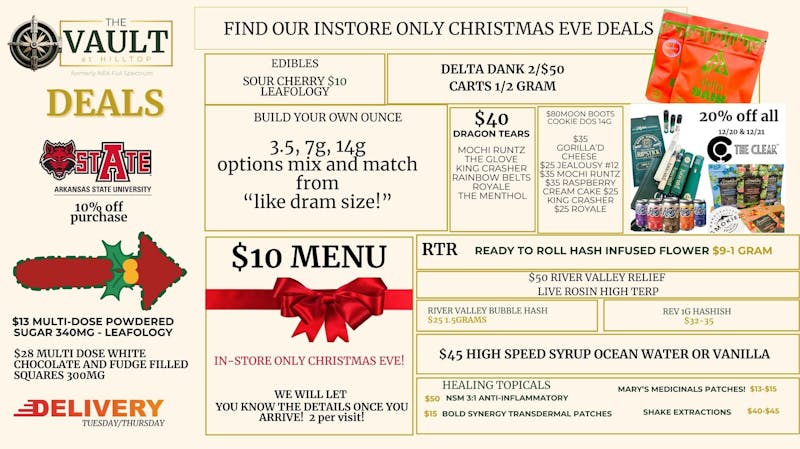 IN STORE DEALS! at The Vault at Hilltop | Weedmaps