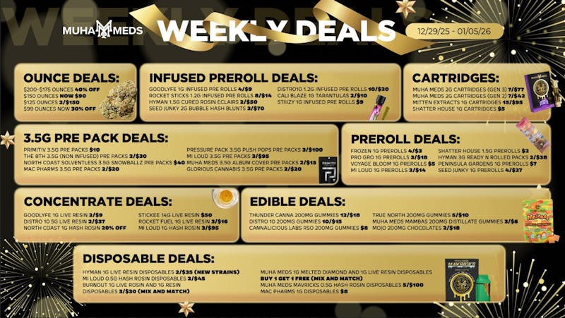 MUHA MEDS WEEKLY DEALS! 12/29/25-01/05/26 at Muha Meds Ann Arbor ...
