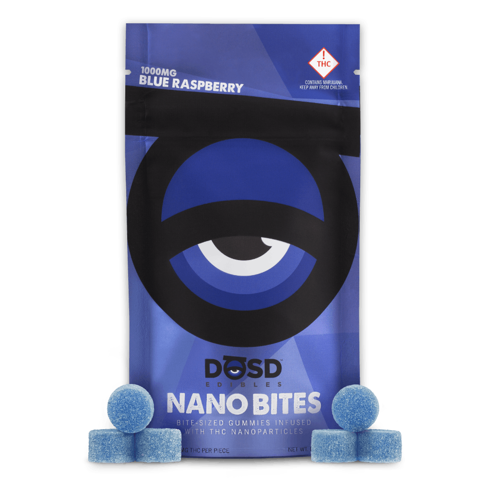 Nano Bites - Blue Raspberry 1000mg, Hybrid Enhanced - DŌSD Edibles