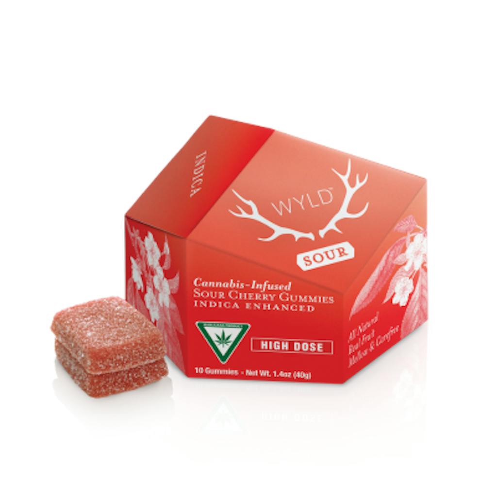High Dose Sour Cherry Indica Enhanced Gummies Mi Wyld