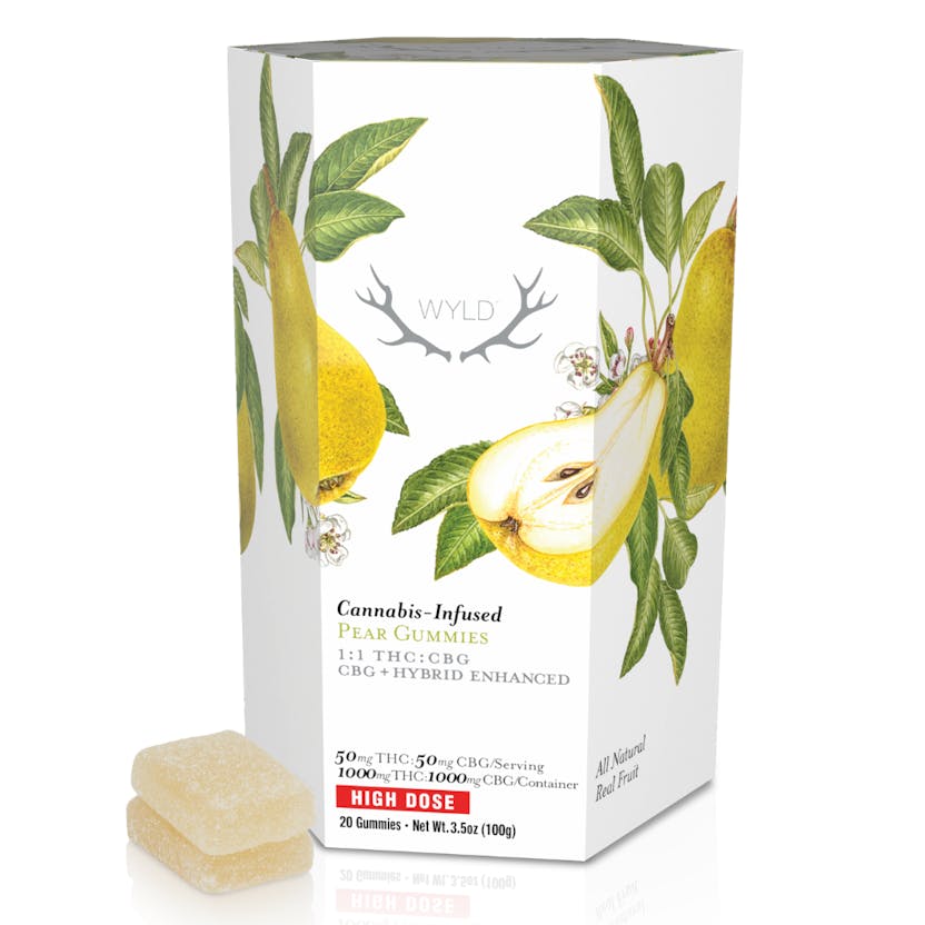 *HIGH DOSE* Pear 1:1 CBG + Hybrid Enhanced Gummies | 1000mg - WYLD *HIGH DOSE* Pear 1:1 CBG + Hybrid Enhanced Gummies | 1000mg - WYLD