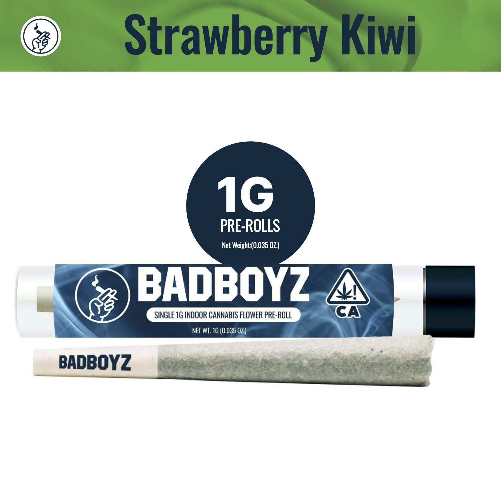BADBOYZ Strawberry Kiwi - Pre-Roll Single 1G - We Grow