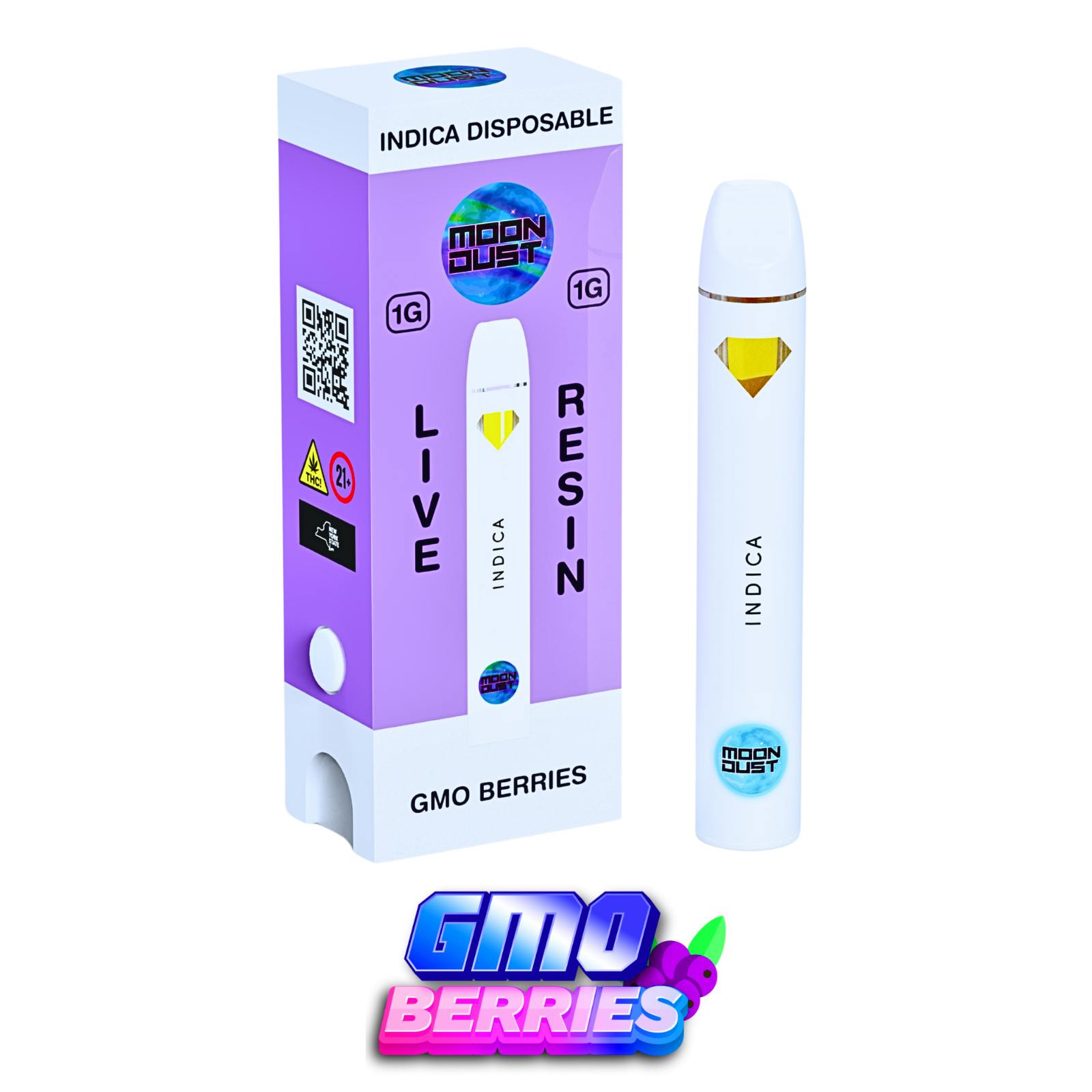 1G LIVE RESIN DISPOSABLE - GMO BERRIES - INDICA - MOON DUST - New York