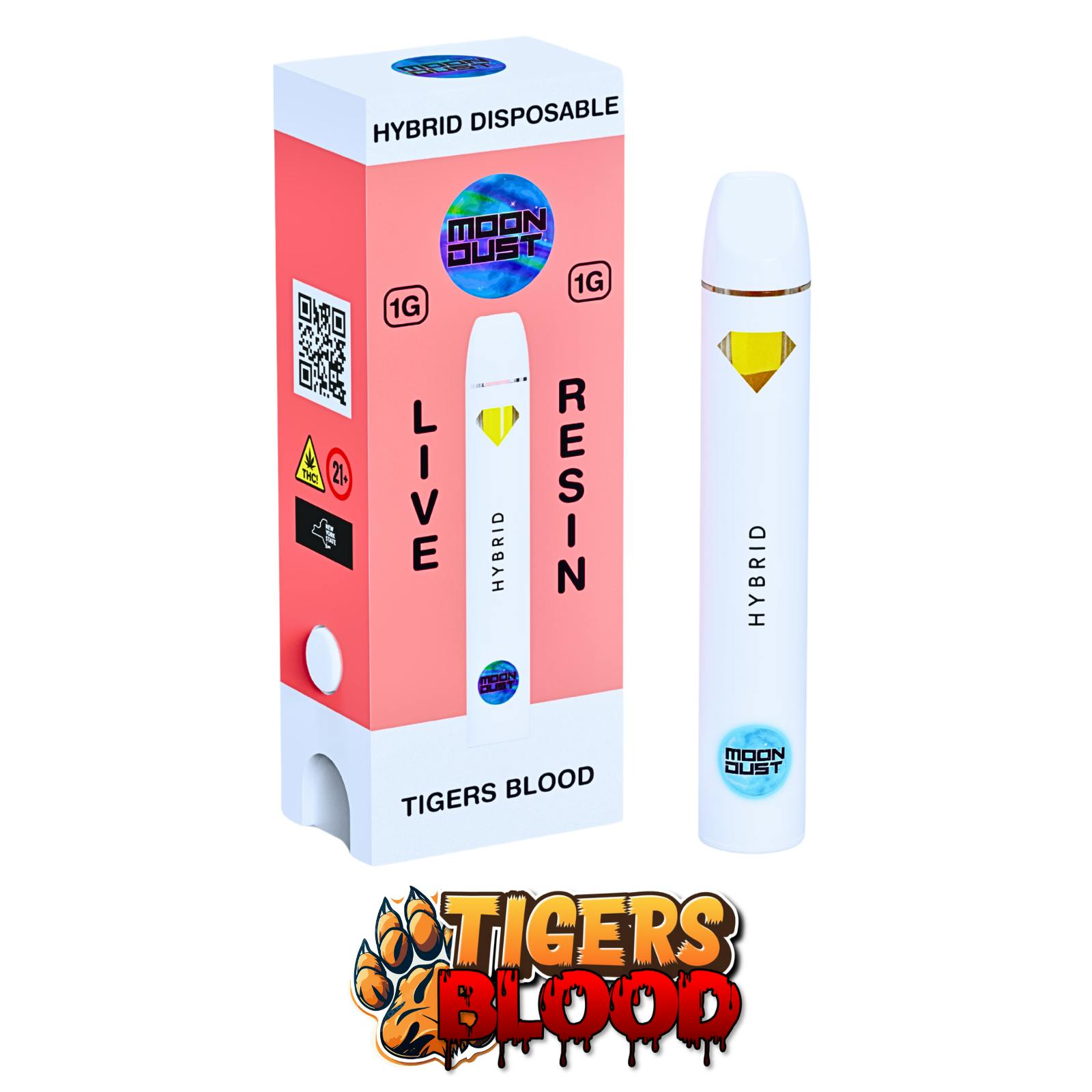 1G LIVE RESIN DISPOSABLE - TIGERS BLOOD - HYBRID - MOON DUST - New York